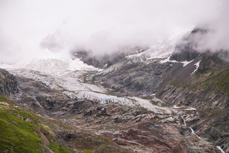 Glacier Snow Melting into a Stream in Iconic Mont-Blanc Mountain Stock ...