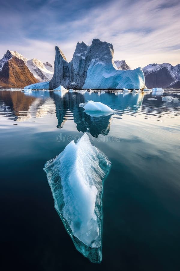 Glaciers and Icebergs in Pristine Arctic Waters Stock Image - Image of ...