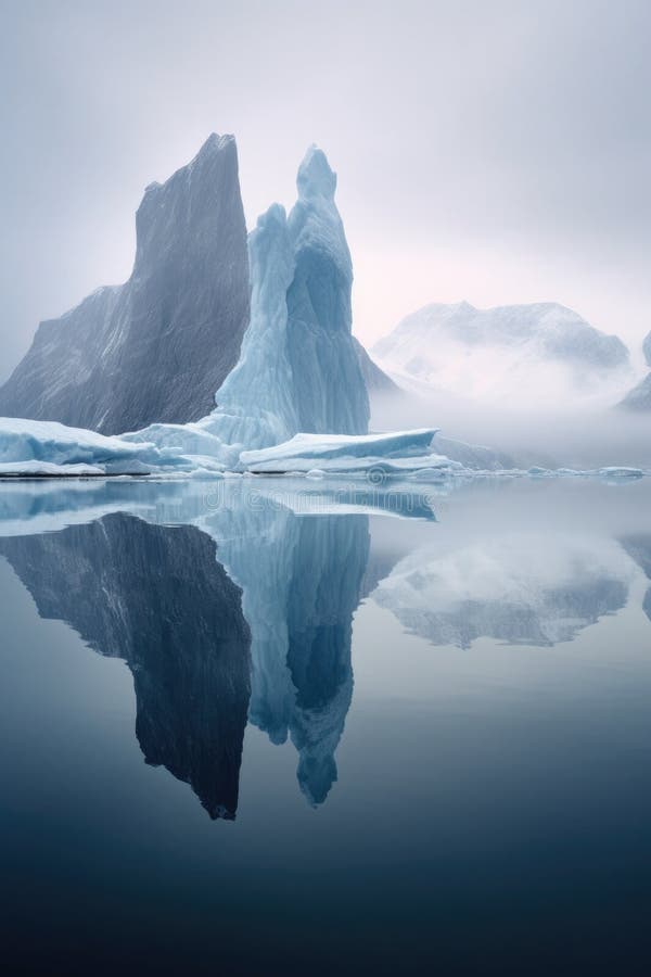 Glaciers and Icebergs in Pristine Arctic Waters Stock Illustration ...