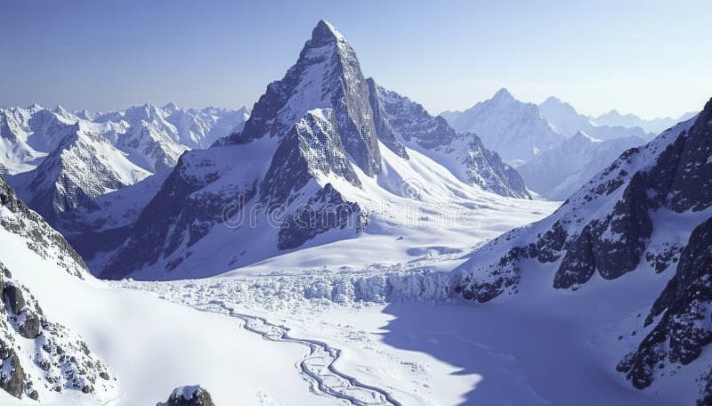Glaciers and Snow at the Summit of a Massive Mountain, Ice, Alpine ...