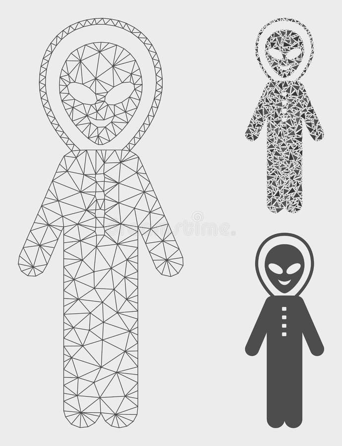 Glad Alien Person Vector Mesh Carcass Model and Triangle Mosaic Icon ... Glad Alien Person Vector Mesh Carcass Model and Triangle Mosaic Icon ...