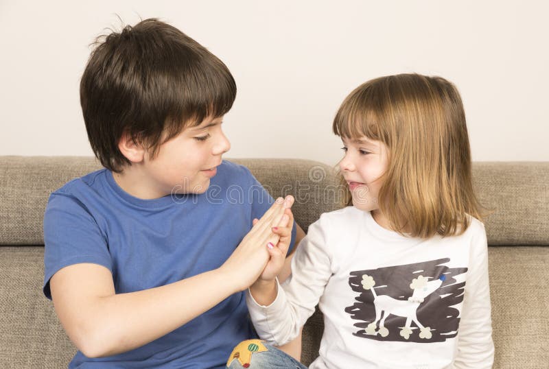 Glad Children Clasping Hands Stock Image - Image of life, children ...