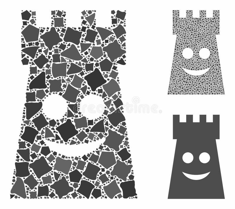 Glad Fort Tower Mosaic Icon of Raggy Items Stock Vector - Illustration ...