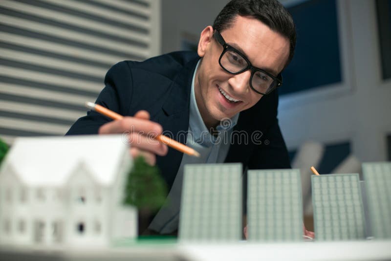 Glad Male Engineer Compiling Model Stock Image - Image of model ...