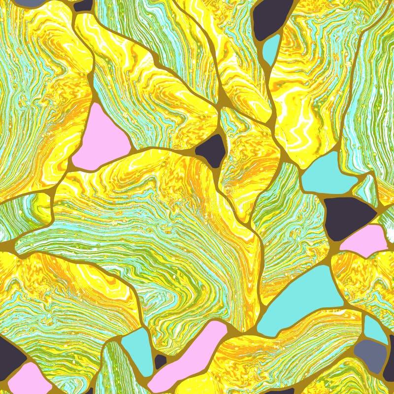 Glad Seamless Pattern with Stone Grunge Texture in Kintsugi Style ...