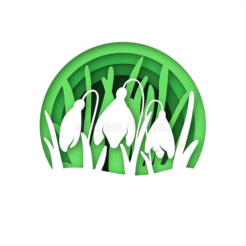 A Glade with Snowdrops in a Multilayer Technique. Spring Flowers Paper ...