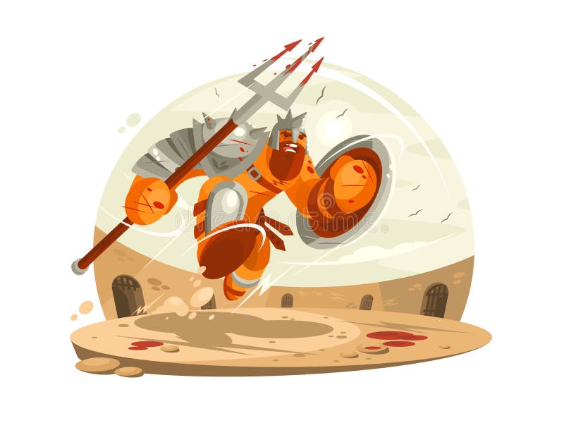 Gladiator in Armor with Shield Stock Illustration - Illustration of ...