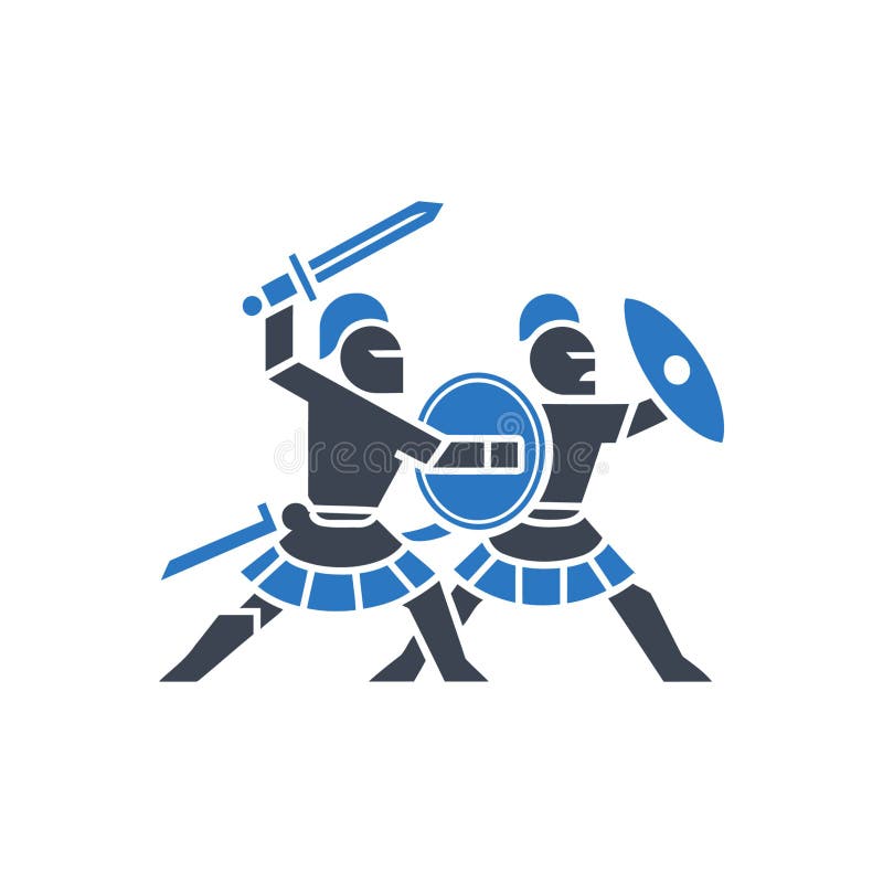 Gladiator Battle Icon stock vector. Illustration of shield - 374474340