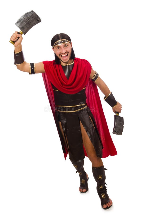Gladiator with Cleaver Isolated on White Stock Image - Image of ...