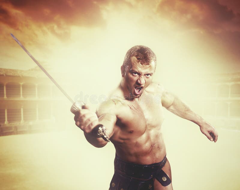 Gladiators Fighting on the Arena of the Colosseum Stock Photo - Image ...