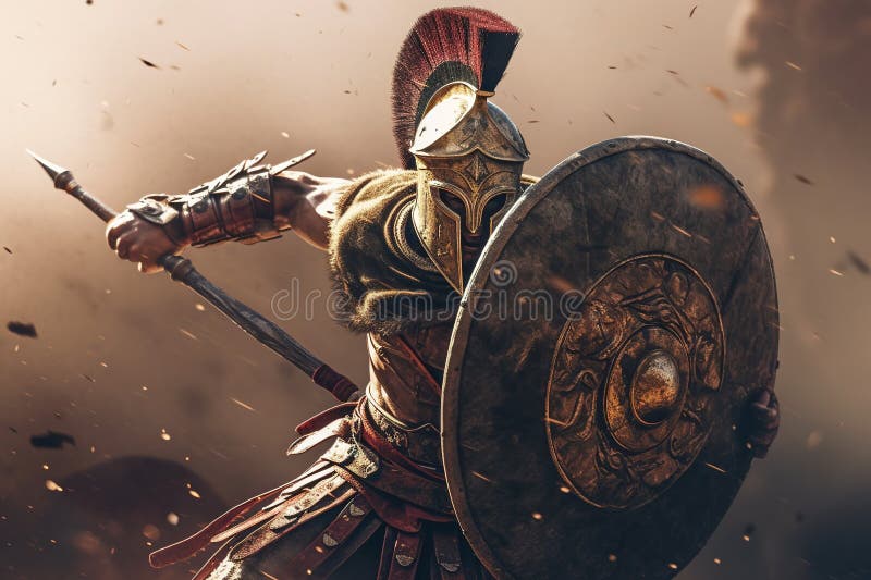 Gladiator is Fighting with Sword and Shield. Generative AI Stock ...