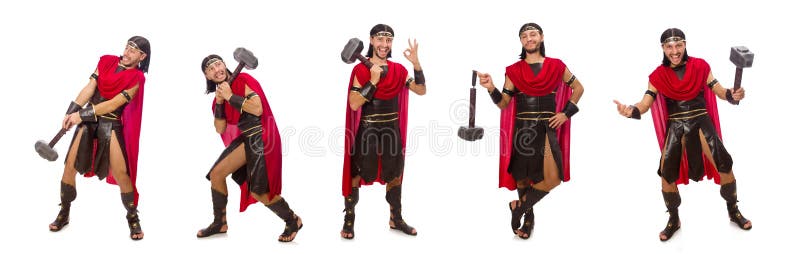 The Gladiator with Hammer Isolated on White Stock Image - Image of ...