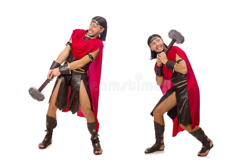 The Gladiator with Hammer Isolated on White Stock Image - Image of ...