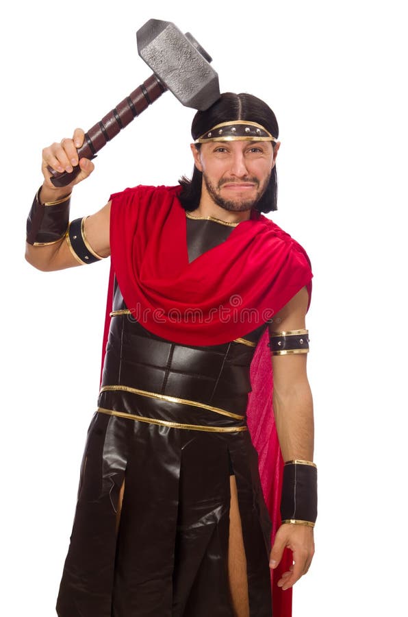 Gladiator with Hammer Isolated on White Stock Photo - Image of isolated ...