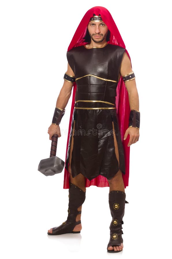 Gladiator with Hammer Isolated on White Stock Photo - Image of ...