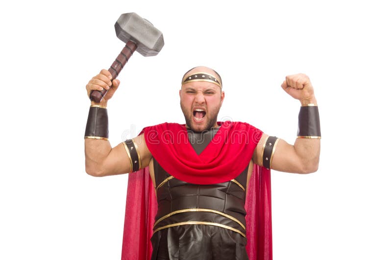 Gladiator with Hammer Isolated on the White Stock Image - Image of ...