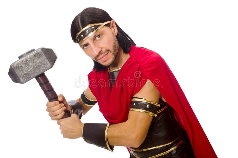 Gladiator with Hammer Isolated on the White Stock Photo - Image of good ...