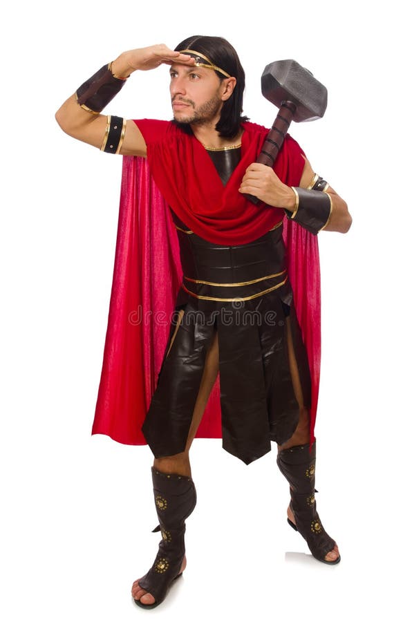The Gladiator with Hammer Isolated on White Stock Photo - Image of ...