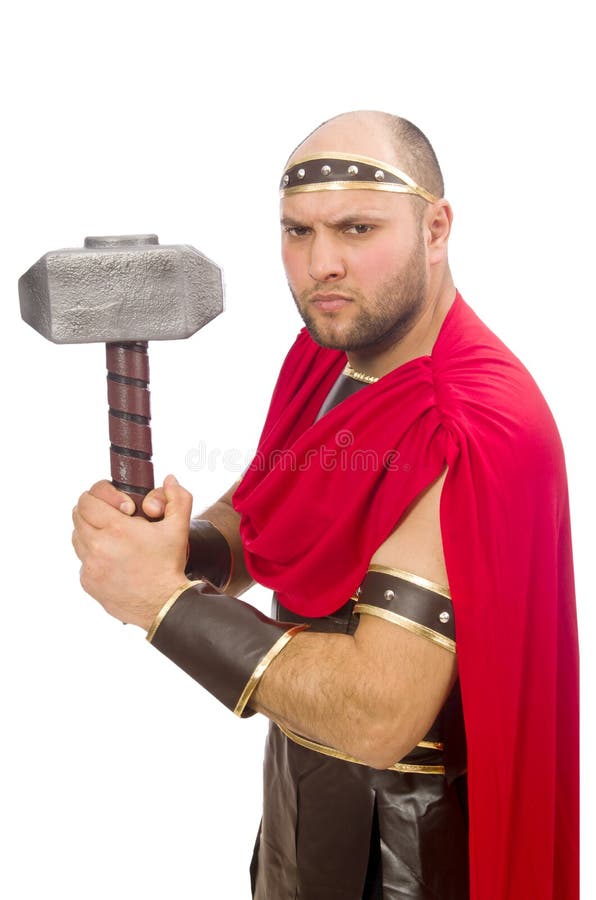 Gladiator with Hammer Isolated on the White Stock Image - Image of ...