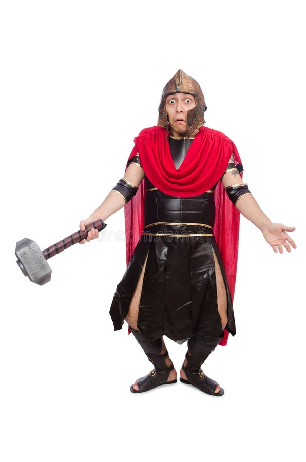 Gladiator with Hammer Isolated on White Stock Image - Image of historic ...