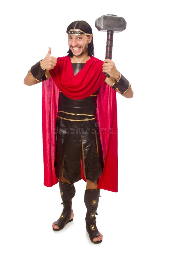 Gladiator with Hammer Isolated on White Stock Photo - Image of happy ...