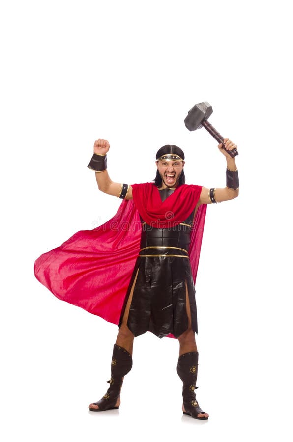 Gladiator with Hammer Isolated on White Stock Image - Image of knight ...