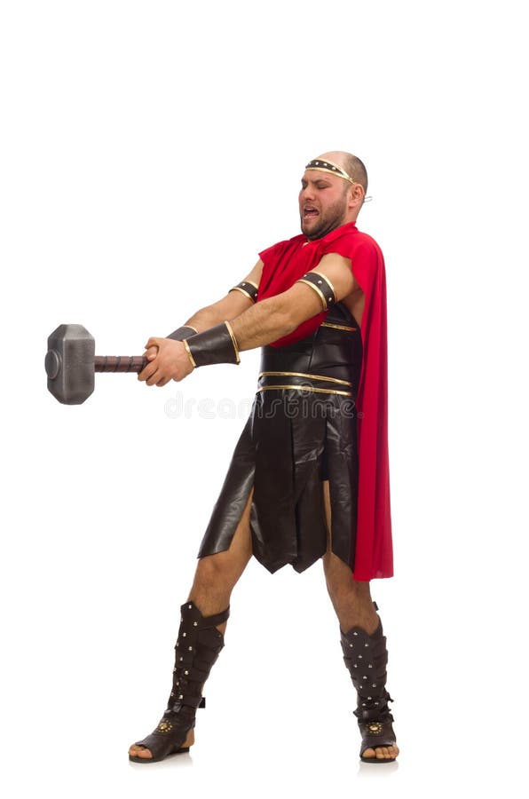 Gladiator with Hammer Isolated on White Stock Image - Image of ...