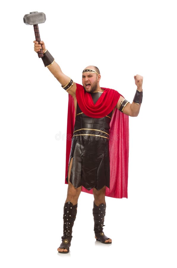 Gladiator with Hammer Isolated on White Stock Photo - Image of furious ...