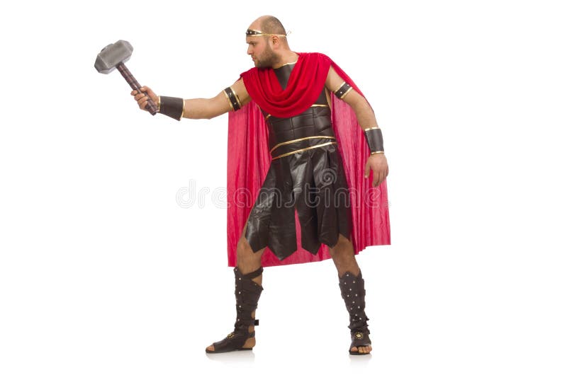 Gladiator with Hammer Isolated on White Stock Image - Image of clothes ...
