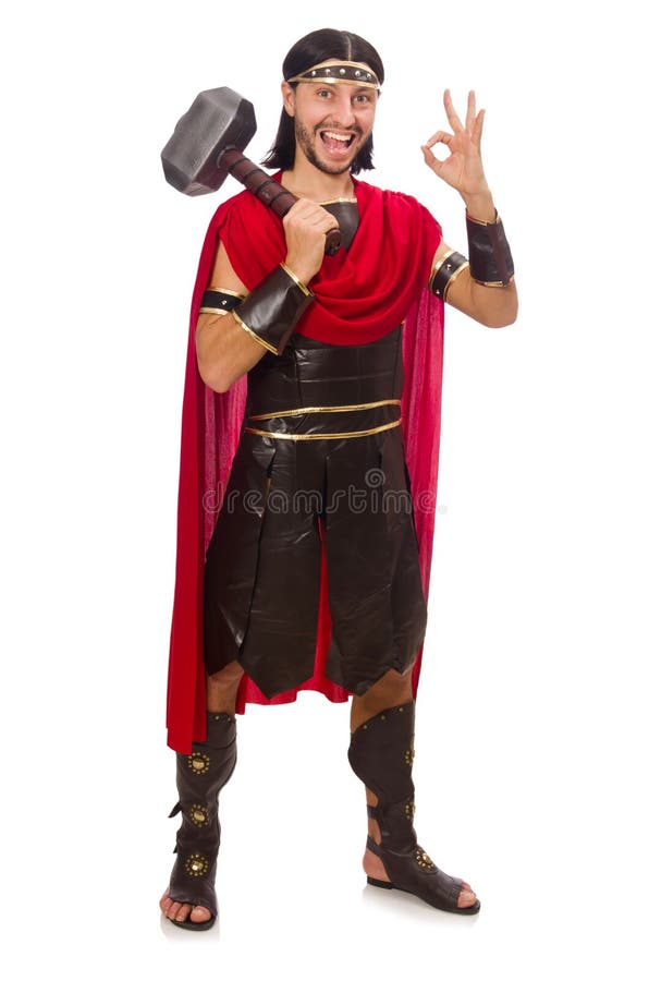 Gladiator with Hammer Isolated on White Stock Photo - Image of ...