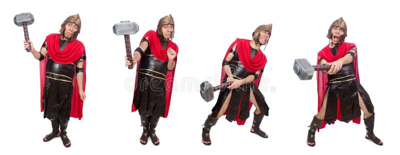The Gladiator with Hammer Isolated on White Stock Image - Image of ...