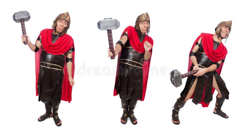 The Gladiator with Hammer Isolated on White Stock Image - Image of ...
