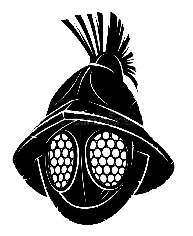 Gladiator Helmet, Medieval Armor Silhouette Stock Vector - Illustration ...