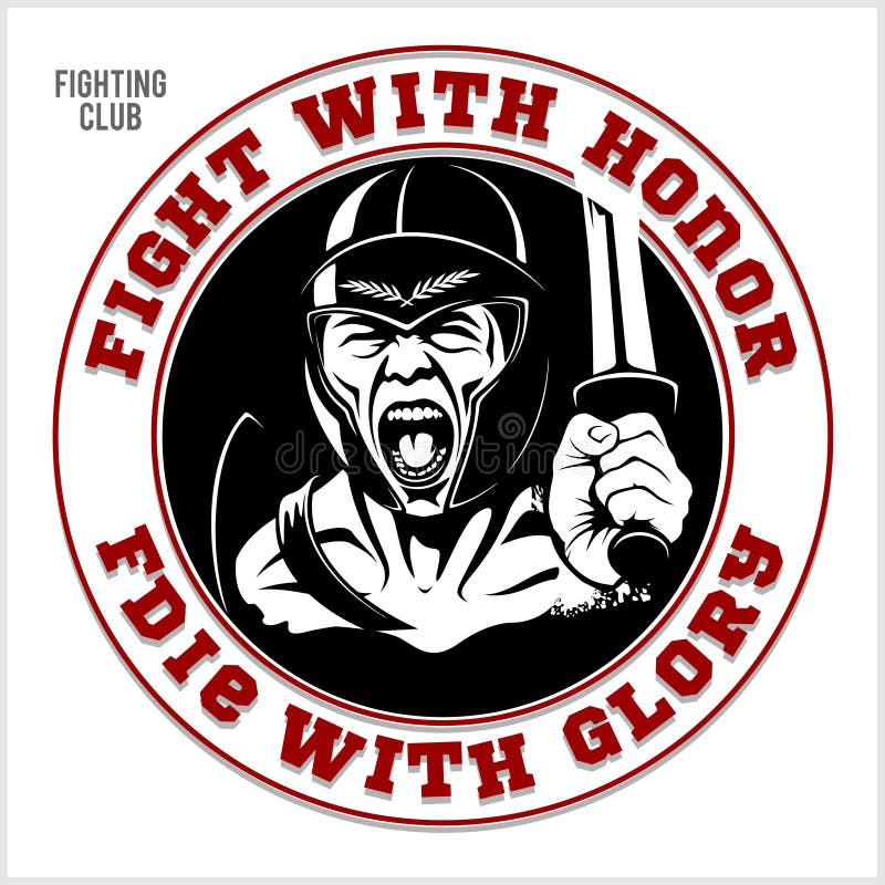 Gladiator Logo with Spear and Shield. Stock Vector - Illustration of ...