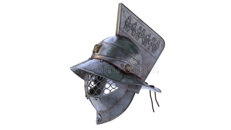 Gladiator Metal Helmet on White Background Stock Illustration ...