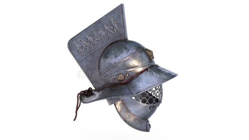 Gladiator Metal Helmet on White Background Stock Illustration ...