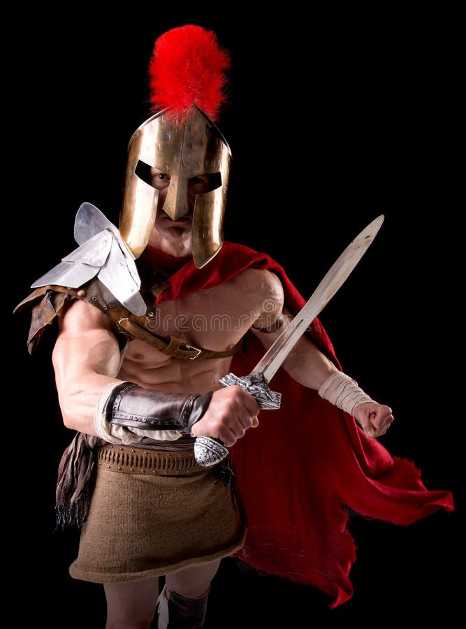 Gladiator Posing with Sword Stock Photo - Image of ancient, mantle ...