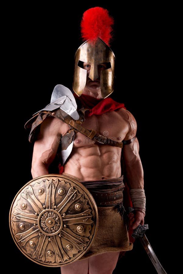 Gladiator posing isolated stock photo. Image of masculine - 95097870