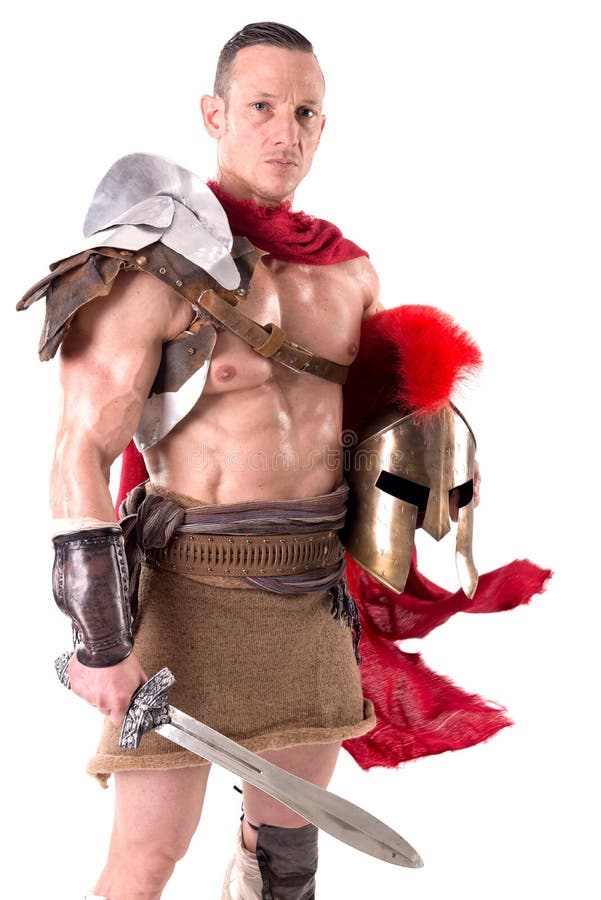 Gladiator Posing with Sword Stock Photo - Image of ancient, mantle ...