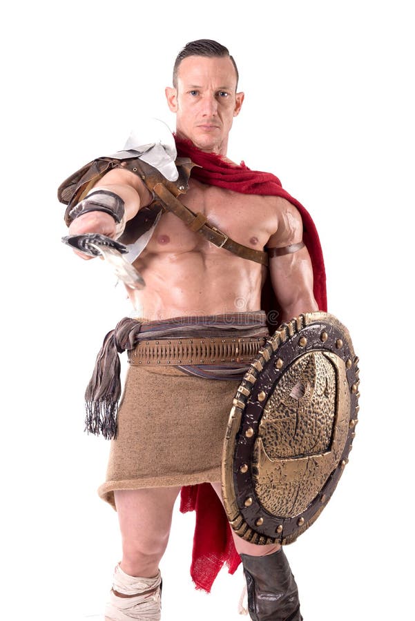 Gladiator posing isolated stock image. Image of concept - 95097665