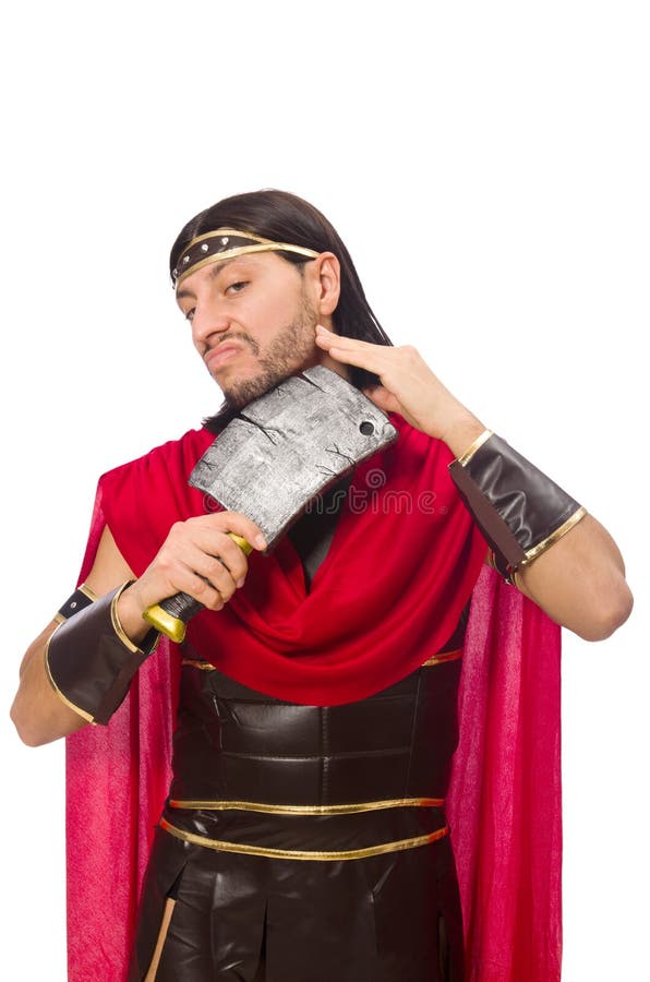 Gladiator Shaves His Face Isolated on the White Stock Image - Image of ...