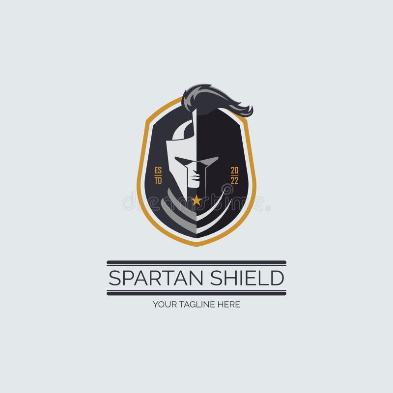 Gladiator Spartan Warrior Shield Logo Design Template for Brand or ...