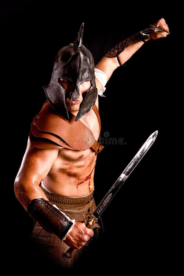 Strong Gladiator with Sword in His Hands Stock Image - Image of greek ...