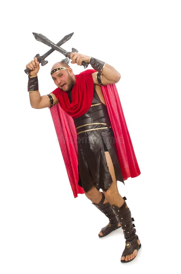 Gladiator with Sword Isolated on White Stock Photo - Image of bordo ...