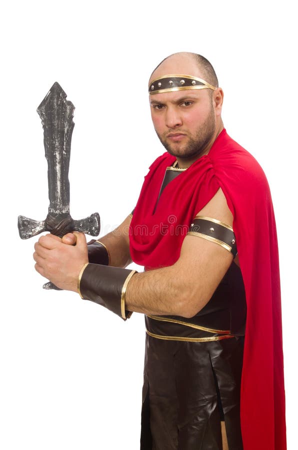 Gladiator with Sword Isolated on White Stock Image - Image of athletic ...