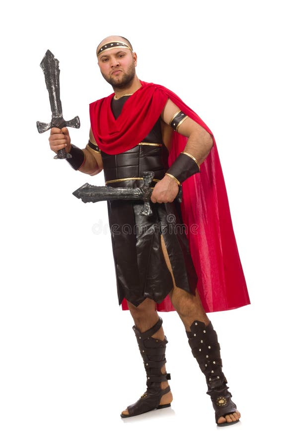 Gladiator with Sword Isolated on White Stock Image - Image of clothes ...