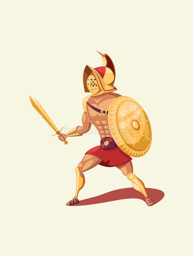 Gladiator Warrior Isolated Vector Illustration Stock Vector ...