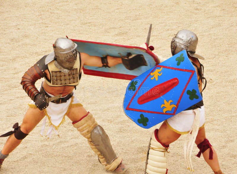 Gladiators Fighting on the Arena of the Colosseum Stock Photo - Image ...