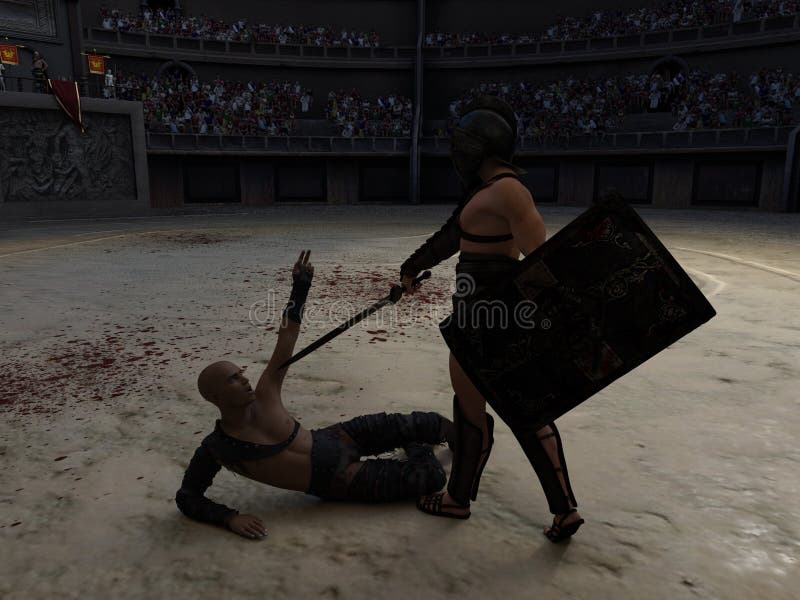 Gladiators Fighting on the Arena of the Colosseum Stock Illustration ...