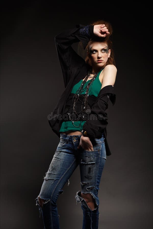 Glam punk girl stock image. Image of body, model, green - 15074427